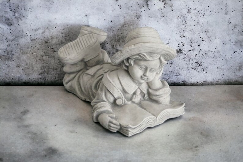 Boy Reading Book Statue Laying Kid With Book Figurine Massive Boy ...
