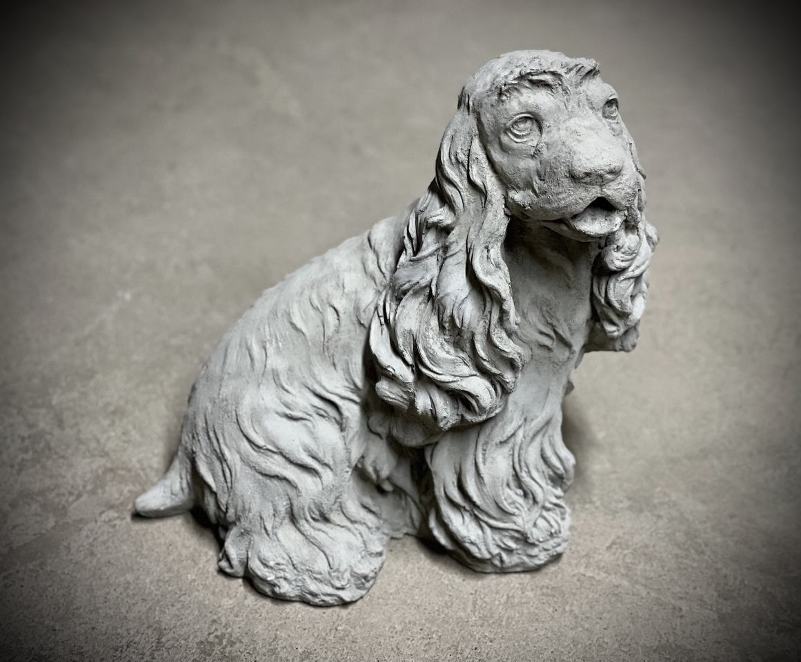 Sitting Cocker Spaniel Dog Statue Concrete Cocker Spaniel Puppy Figure ...