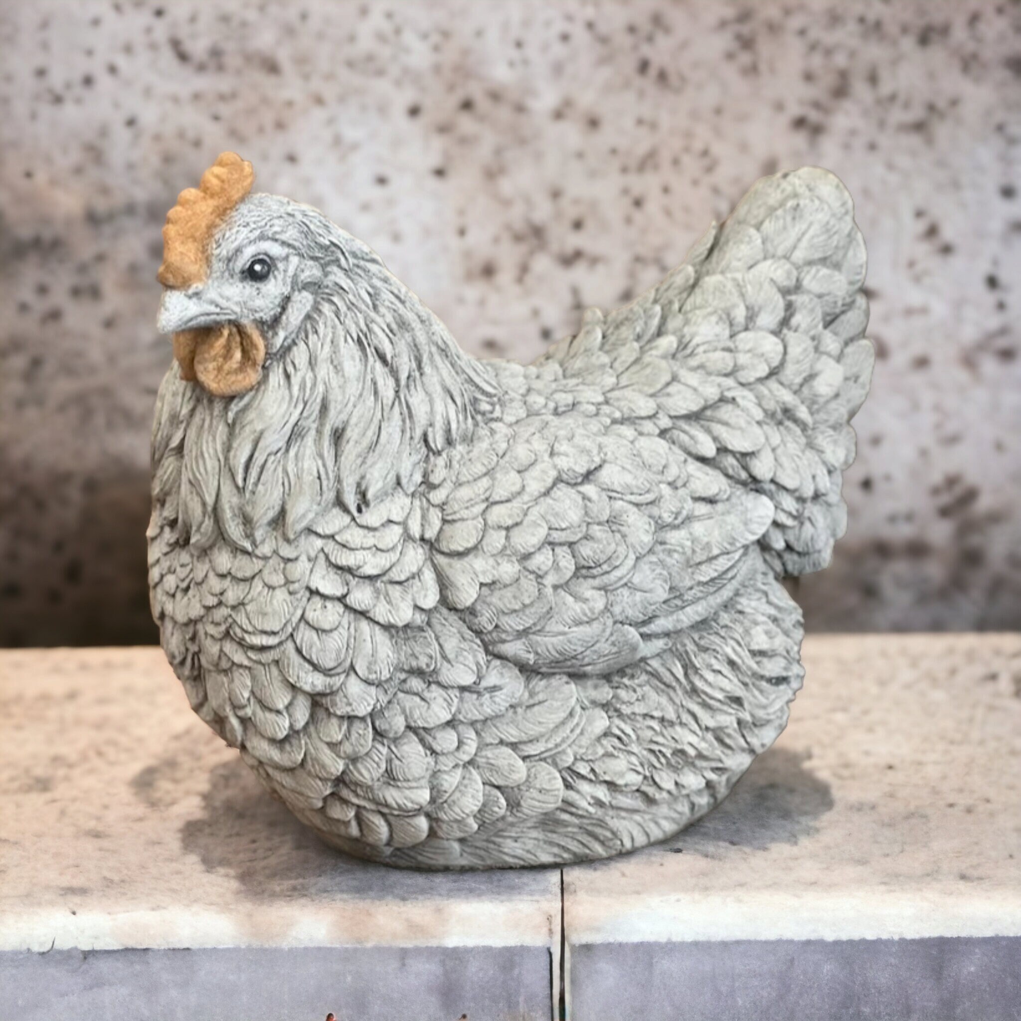 Concrete Hen Chicken Statue Sitting Hen Chicken Figurine Farm Stone ...
