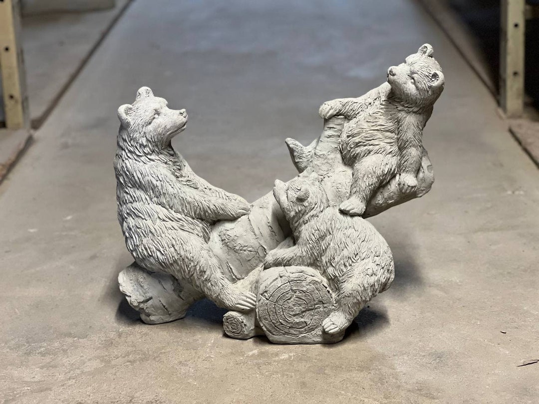 Three Bears Teeter Tottering Statue Concrete Figure of Playing Bears ...
