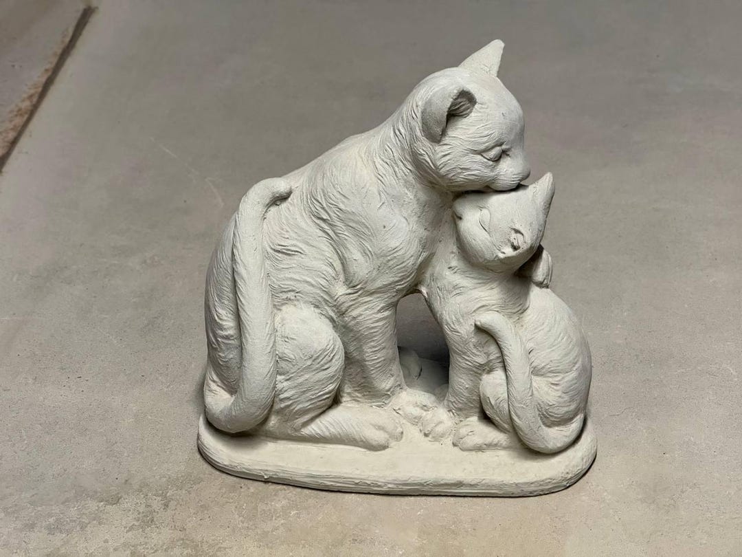 Momma Cat With Kitten Statue Concrete Cat Sculpture Detailed Cats ...