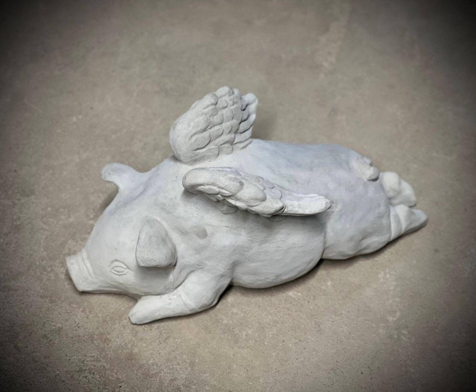 Concrete Pig With Wings Statue Outdoor Pig Figurine Stone Garden ...