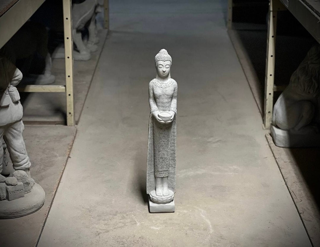 Standing Buddha Stone Statue Asian Buddha Figurine Concrete Zen Lady ...