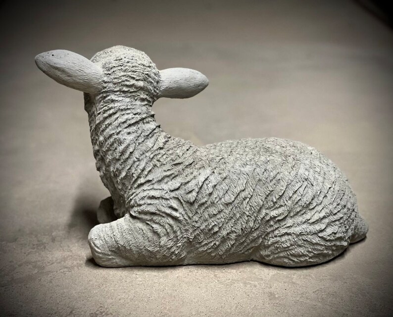 Concrete Lamb Statue Laying Sheep Figurine Resting Farm Lamb - Etsy