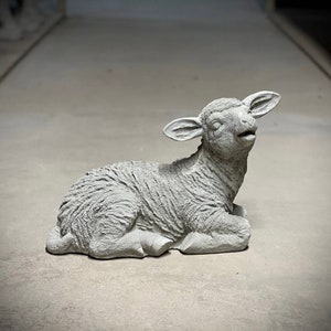 Concrete Lamb Statue Laying Sheep Figurine Resting Farm Lamb Sculpture ...