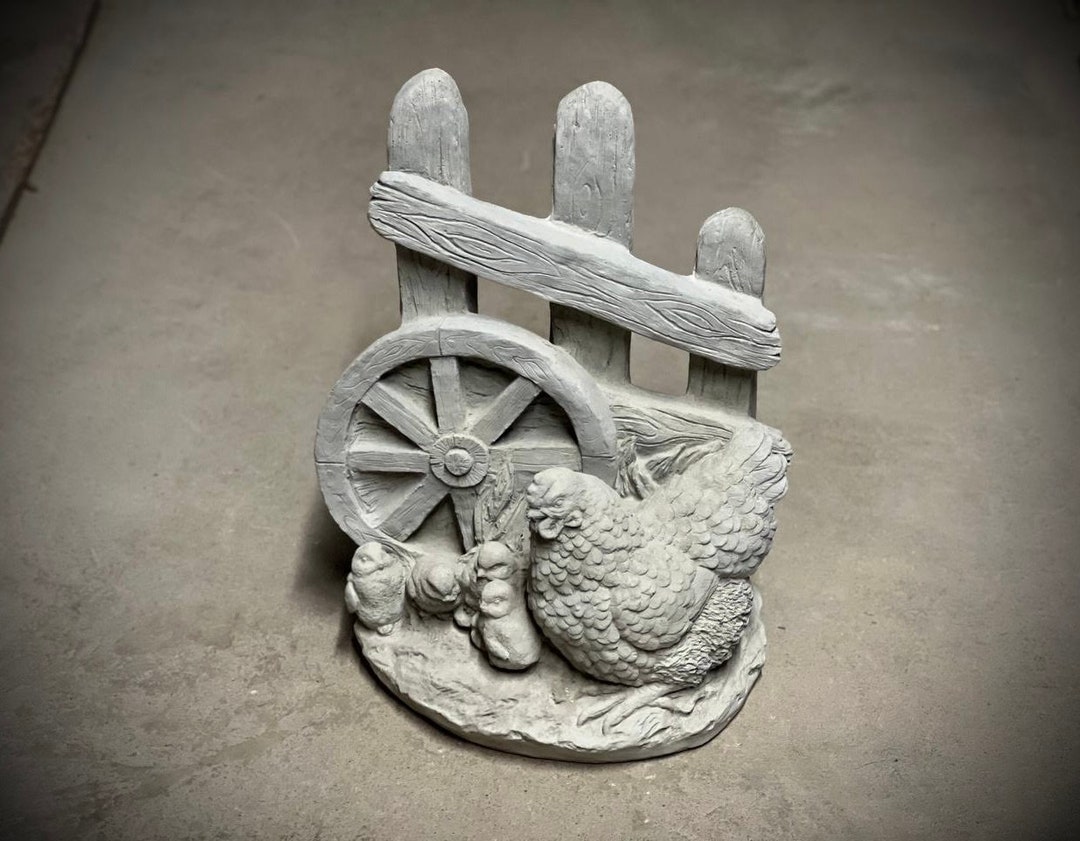 Concrete Hen Chicken Statue Massive Farm Chicken Figurine Outdoor ...