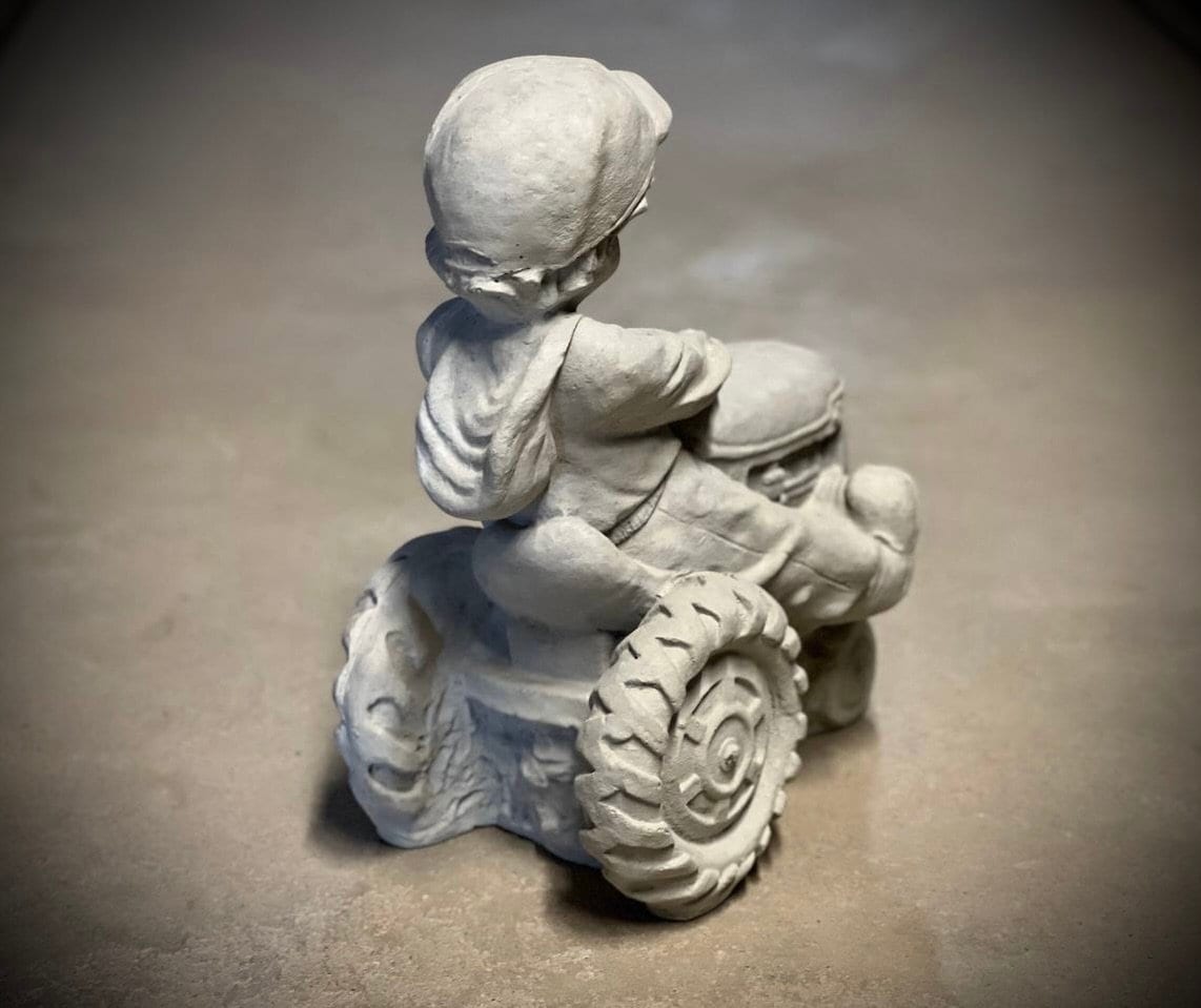 Boy on Tractor Statue Concrete Boy With Tractor Figure Outdoor - Etsy