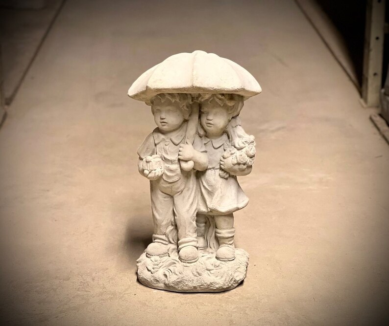 Two Kids Under Umbrella Statue Standing Boy and Girl Under - Etsy