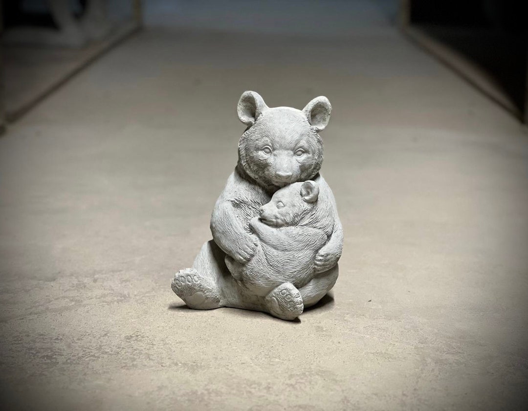 Concrete Panda Bear With Baby Statue Sitting Two Bears Figure Outdoor ...