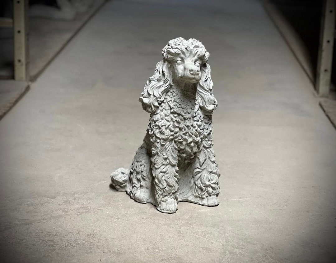 Detailed Sitting Poodle Figure Concrete Poodle Dog Figurine Realistic ...