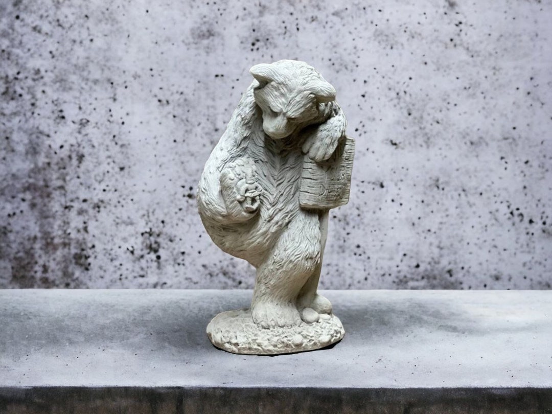 Wipe Your Paws Stone Standing Bear Wiping Foot Figurine Concrete ...