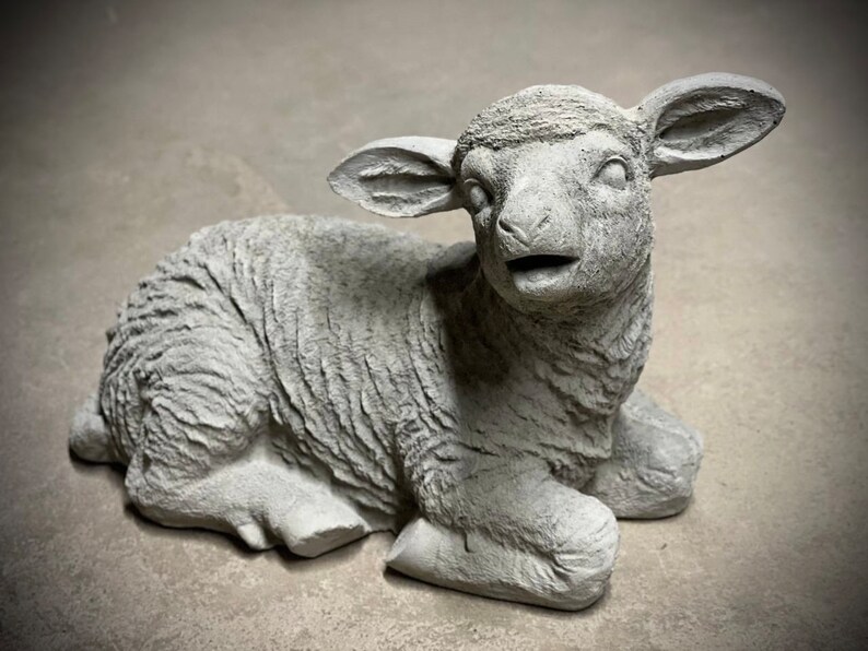 Concrete Lamb Statue Laying Sheep Figurine Resting Farm Lamb - Etsy