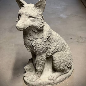 Large Sitting Fox Statue Realistic Wild Fox Sculpture Concrete Stone ...