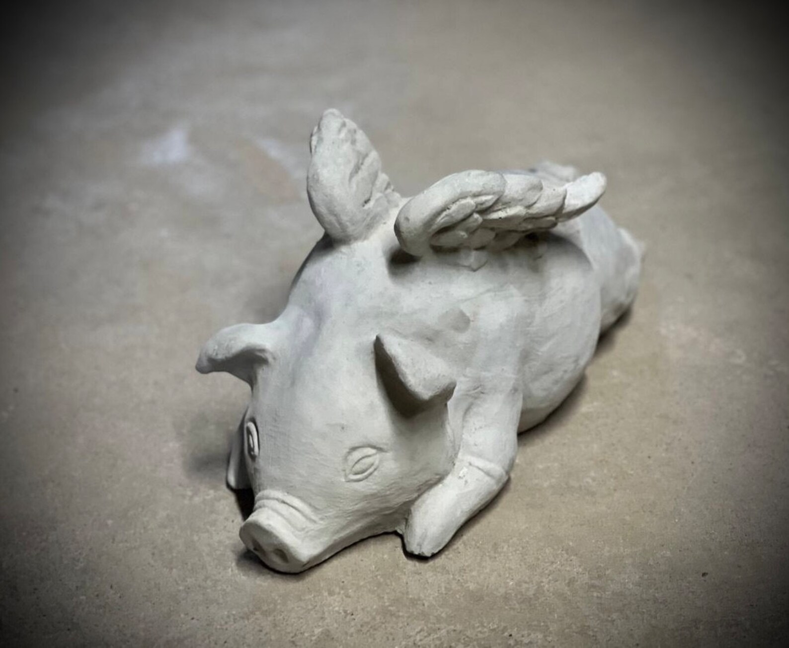 Concrete Pig With Wings Statue Outdoor Pig Figurine Stone Garden ...