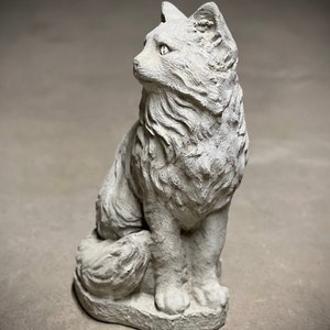 Concrete Cat Statue Sitting Cat Figure Detailed Kitty Figurine Outdoor ...