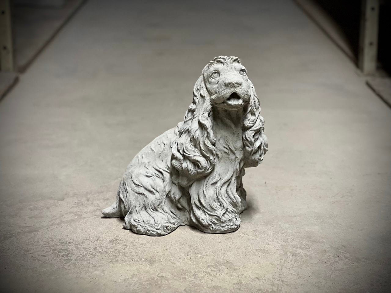 Sitting Cocker Spaniel Dog Statue Concrete Cocker Spaniel Puppy Figure ...