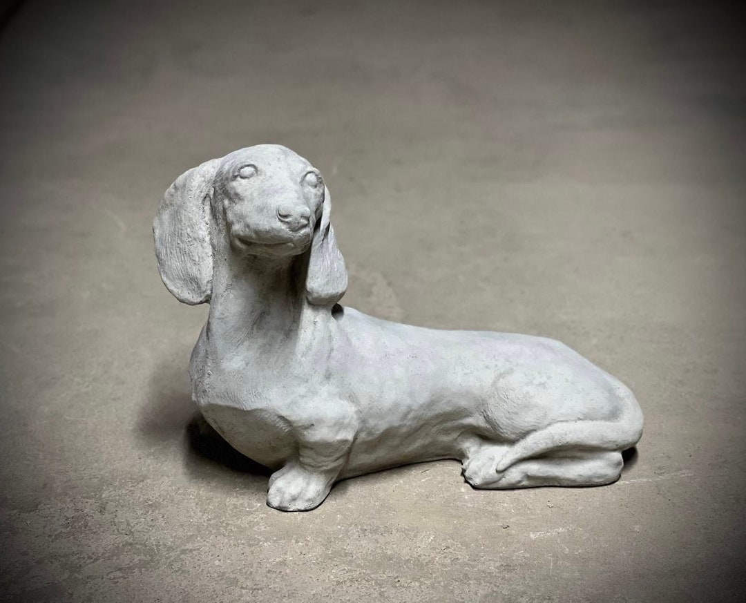 Standing Dachshund Dog Statue Concrete Dachshund Puppy Figure Outdoor ...