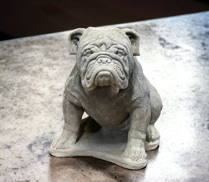 Massive Bulldog Statue Concrete Bulldog Memorial Sculpture Detailed Pet ...