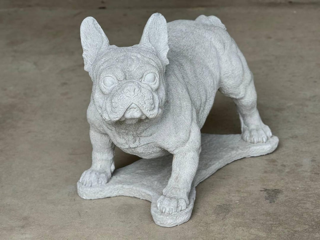 Standing French Bulldog Figure French Bulldog on Base Sculpture Stone ...