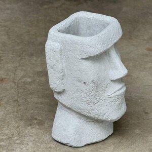 Concrete Moai Planter Statue Stone Flowers Pot Figure Moai Head ...