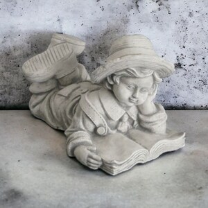 Boy Reading Book Statue Laying Kid With Book Figurine Massive Boy ...