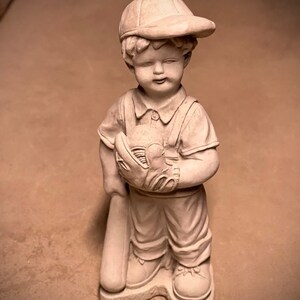 Concrete Baseball Boy Standing Statue Realistic Baseball Child Figurine ...