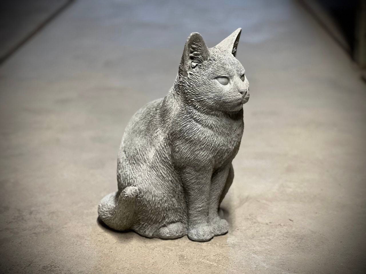 Concrete Sitting Cat Statue Detailed Cat Figure Indoor or - Etsy