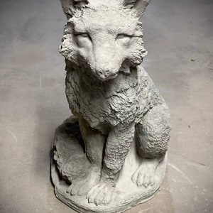 Large Sitting Fox Statue Realistic Wild Fox Sculpture Concrete Stone ...