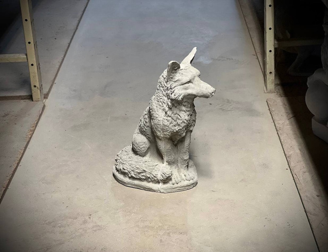 Large Sitting Fox Statue Realistic Wild Fox Sculpture Concrete Stone ...