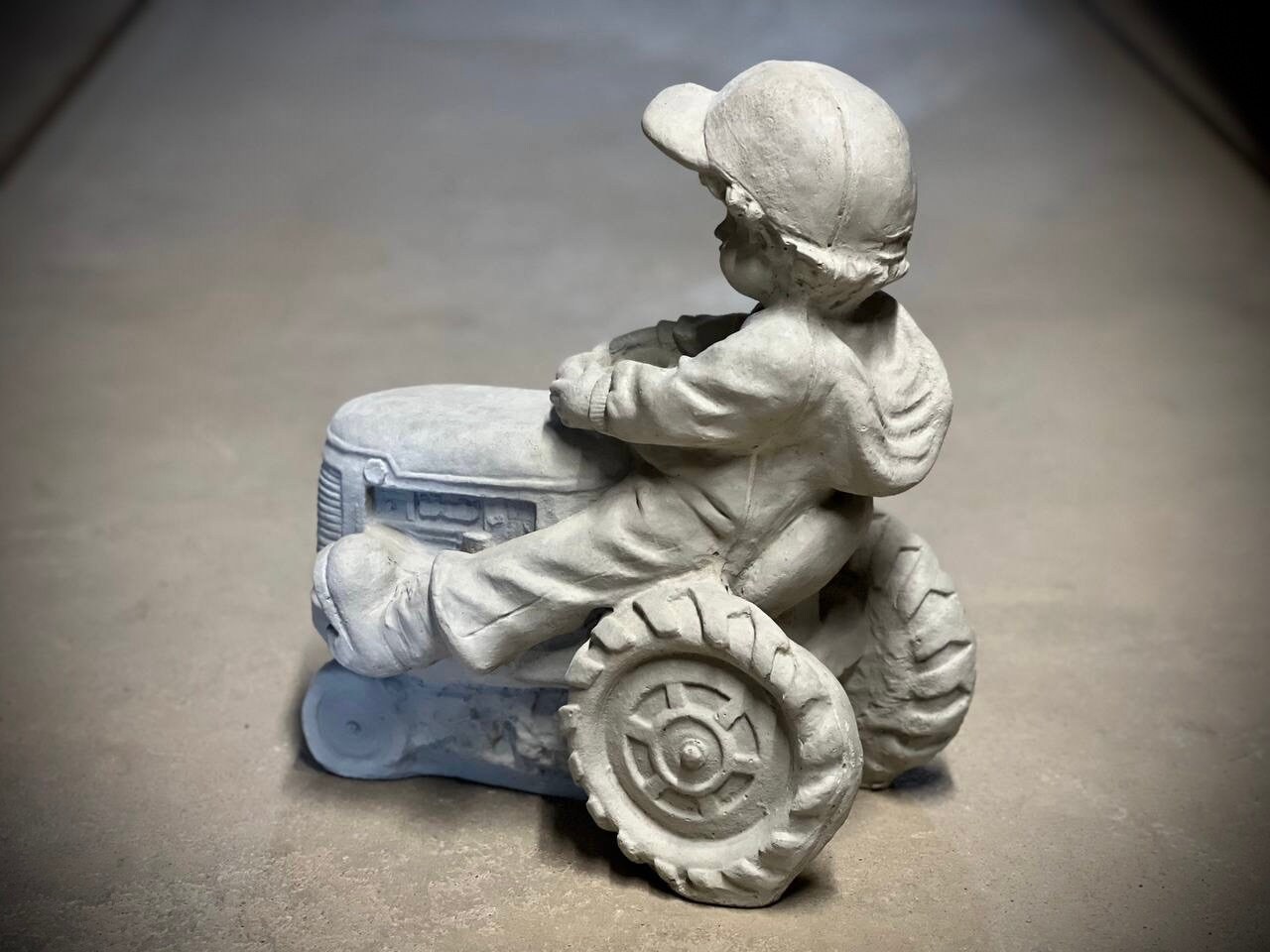 Boy on Tractor Statue Concrete Boy With Tractor Figure Outdoor - Etsy
