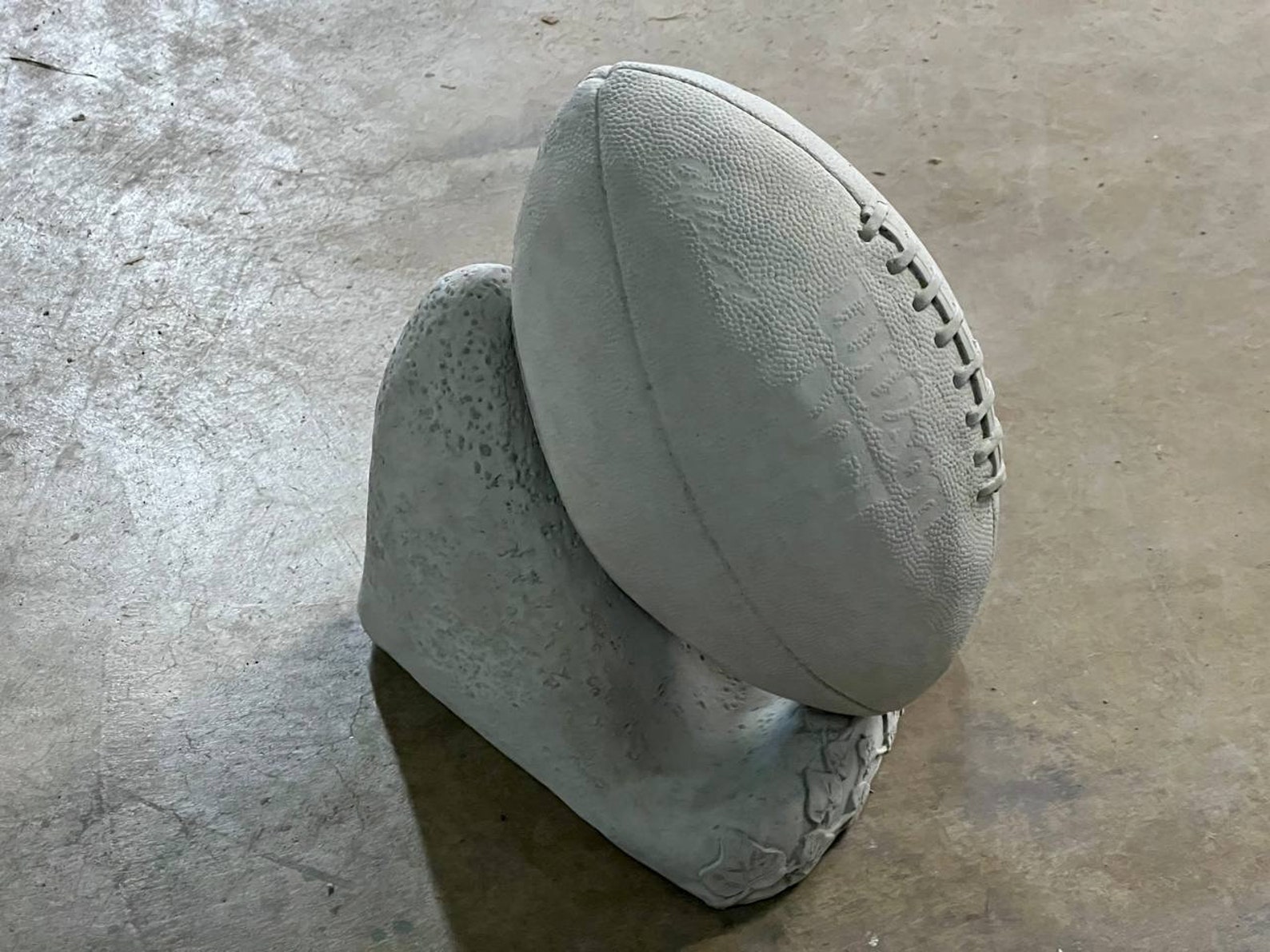 Football on a Stand Statue Concrete Soccer Ball on Base Figurine ...