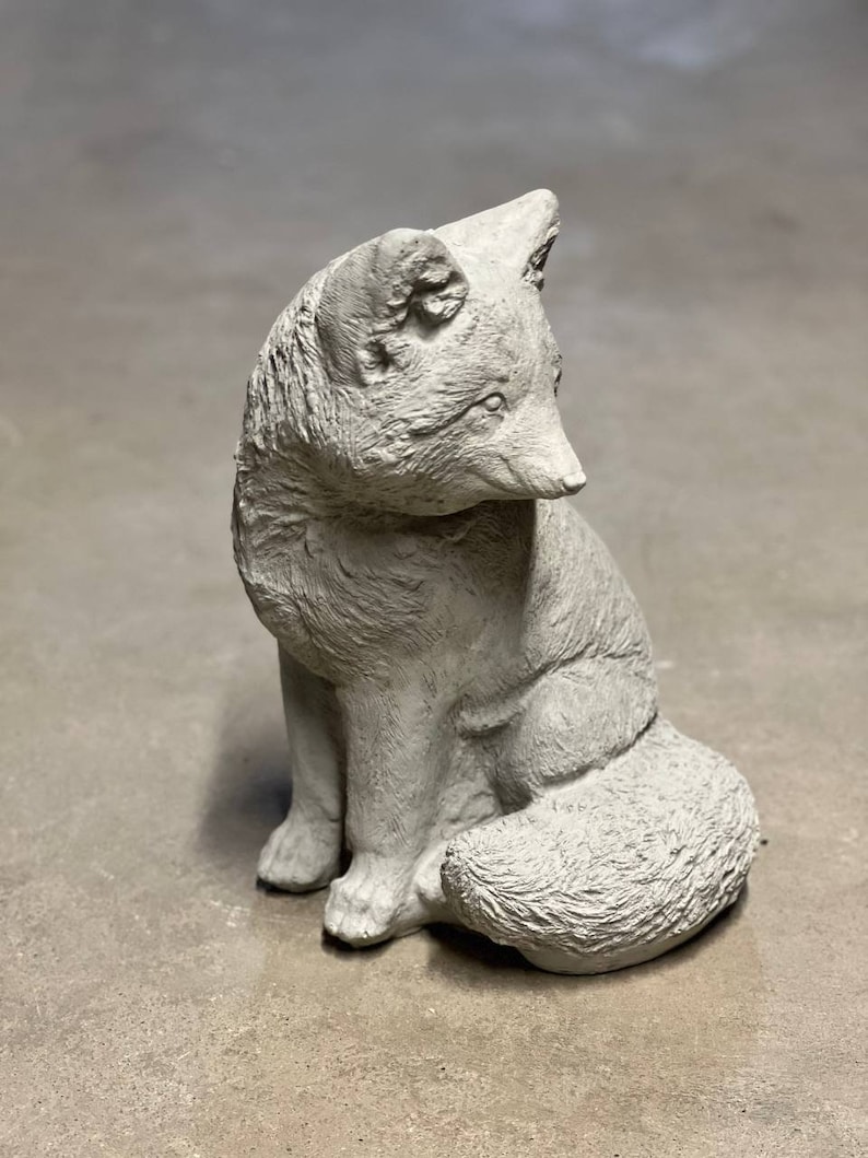 Concrete Fox Statue Sitting Wild Fox Figure Sculpture for Garden ...