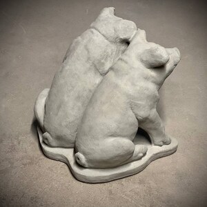 Two Farm Pigs Statue Massive Two Piglets Sculpture Large Potbelly ...