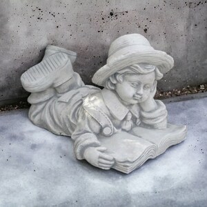 Boy Reading Book Statue Laying Kid With Book Figurine Massive Boy ...