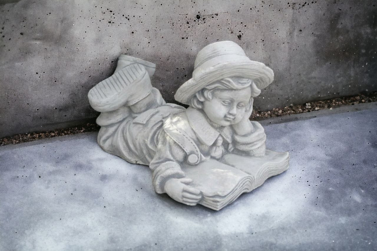 Boy Reading Book Statue Laying Kid With Book Figurine Massive Boy ...
