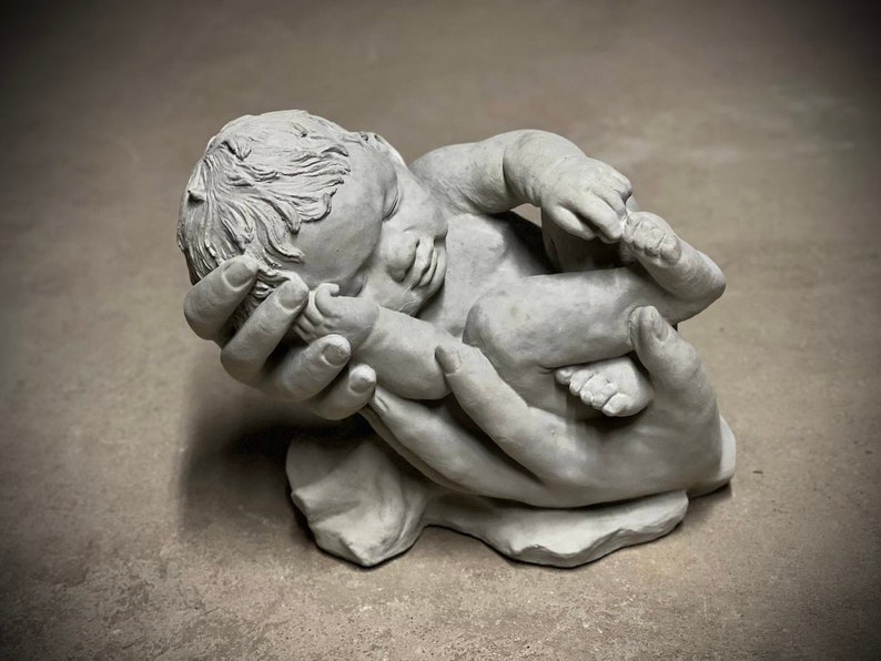 Concrete Newborn in Hand Statue Detailed Loving Hands Figurine - Etsy