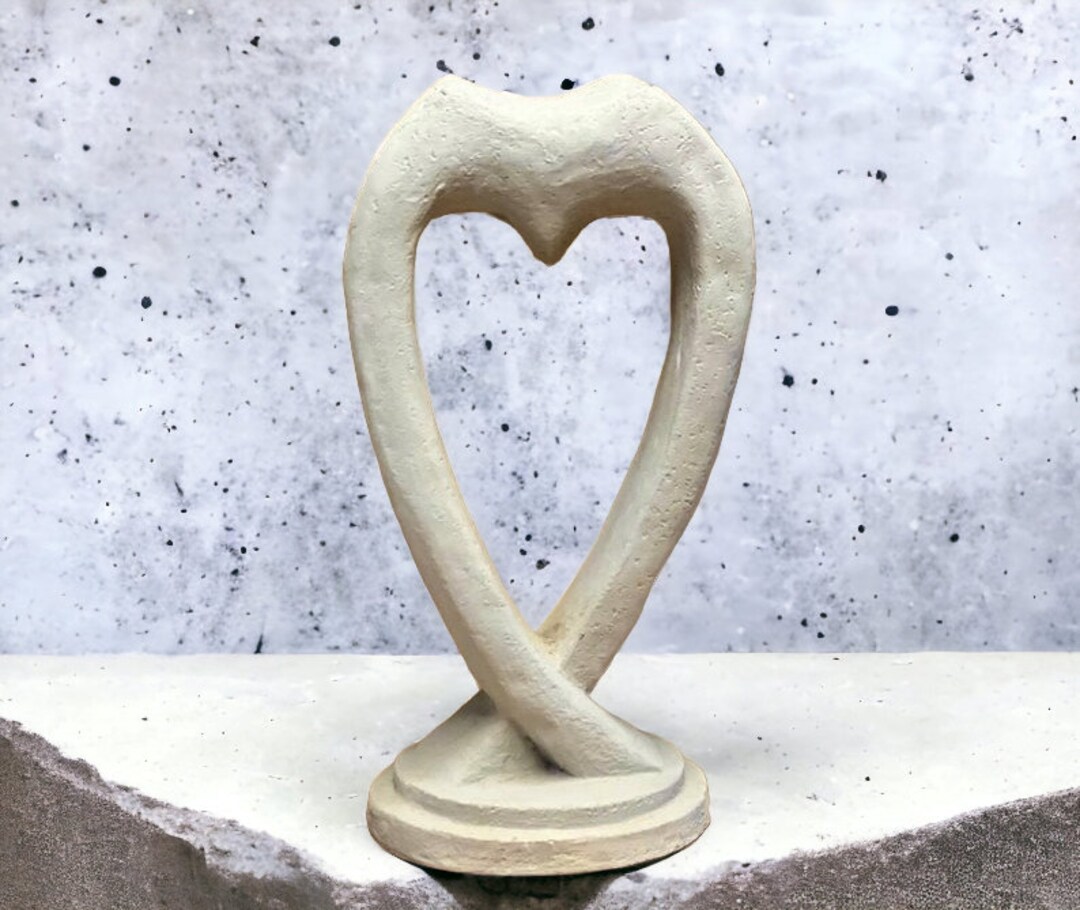 Tall Globe Holder Statue Concrete Heart Figurine Love Sign Sculpture - Etsy