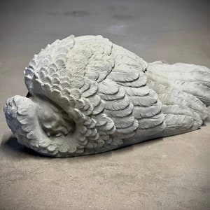 Baby Sleeping in Wings Statue Religious Angel Laying in Wings Figurine ...