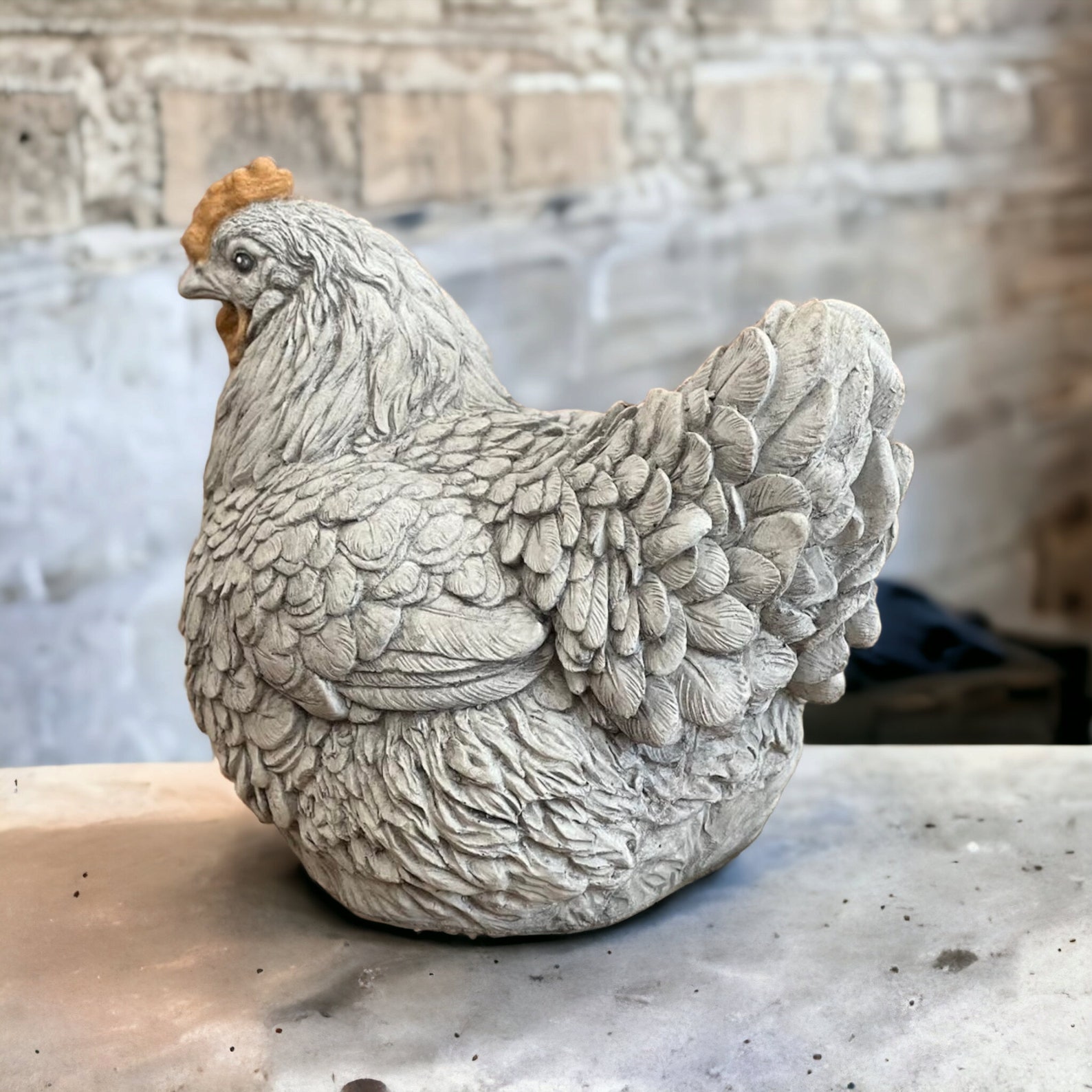 Concrete Hen Chicken Statue Sitting Hen Chicken Figurine Farm Stone ...