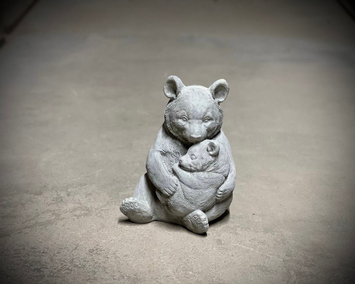 Concrete Panda Bear With Baby Statue Sitting Two Bears Figure Outdoor ...