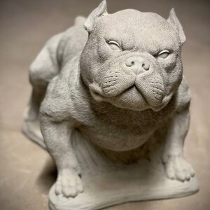 Massive American Bully Dog on Base Statue Concrete Bulldog Memorial ...