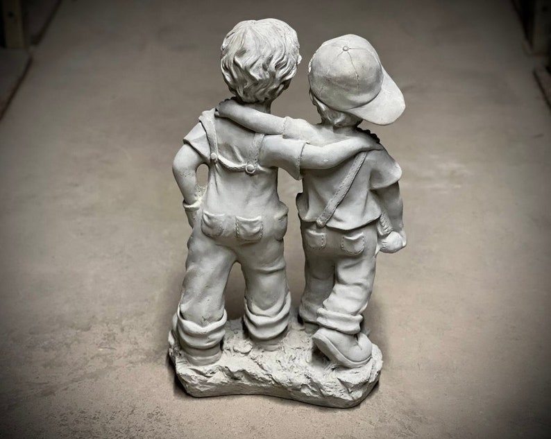 Standing Two Boys With Baseball Statue Concrete Two Boys Playing ...
