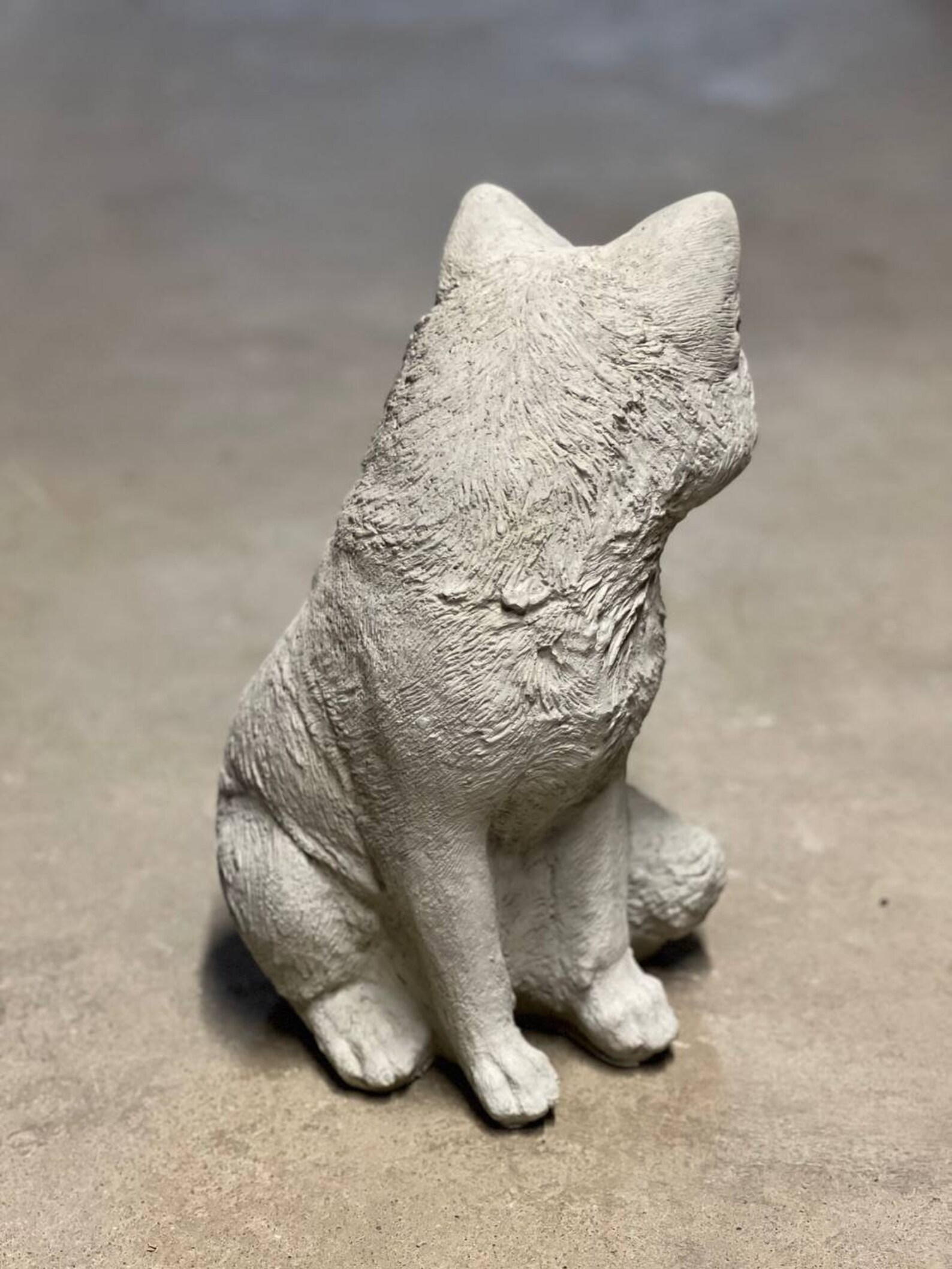 Concrete Fox Statue Sitting Wild Fox Figure Sculpture for Garden ...