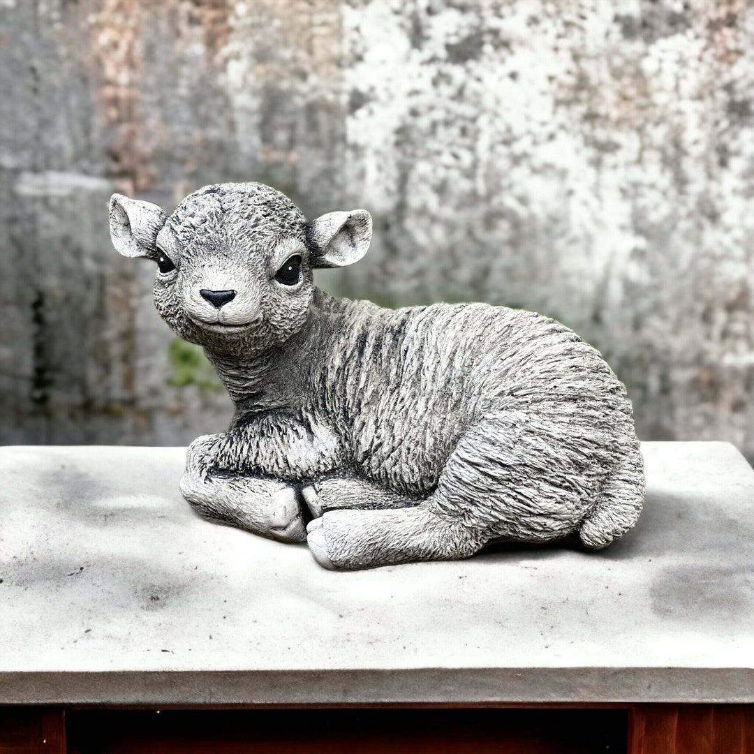 Concrete Laying Sheep Statue Detailed Resting Lamb Figure - Etsy