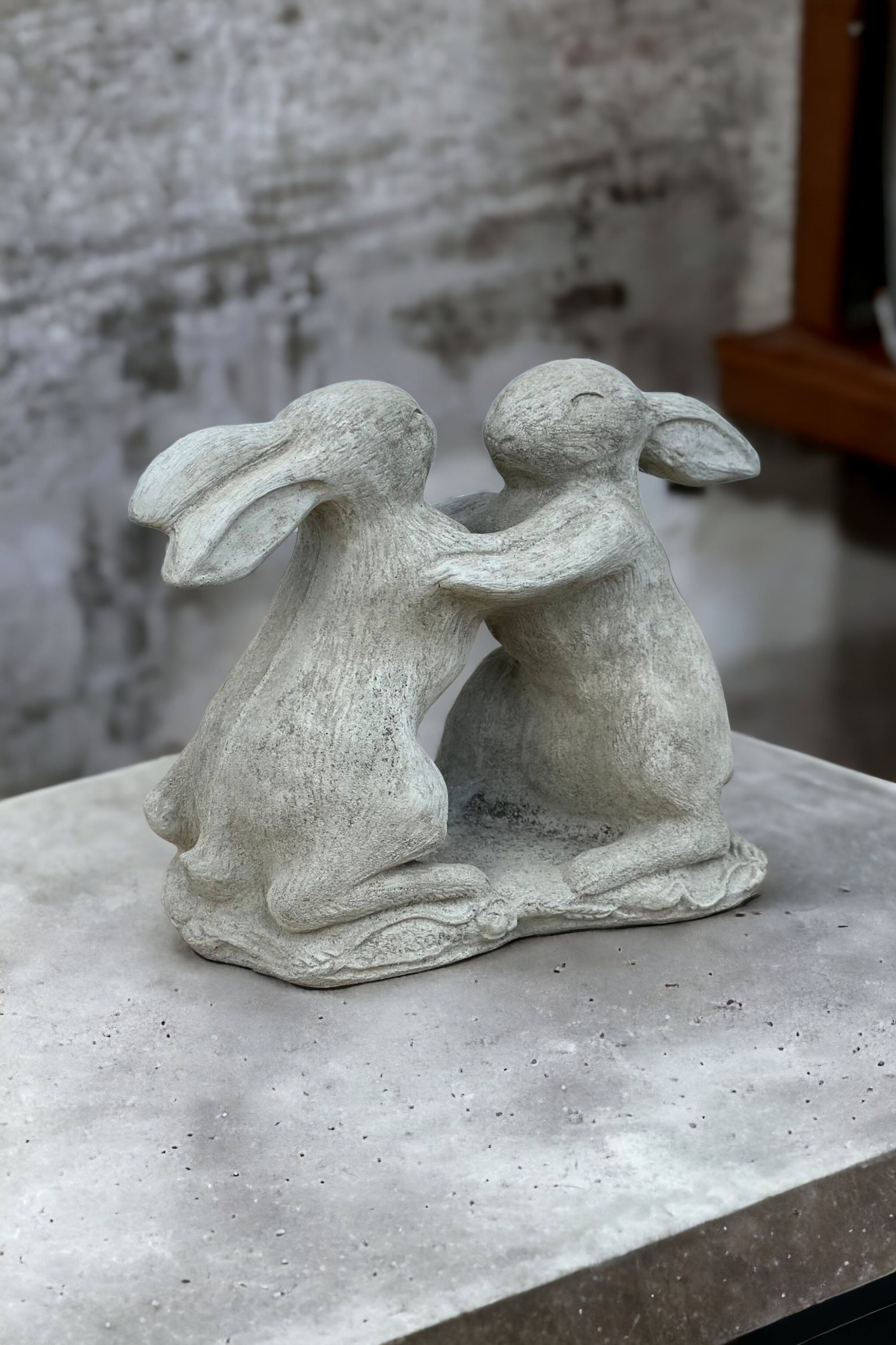 Two Dancing Bunnies Statue Concrete Bunnies Figurine Standing - Etsy