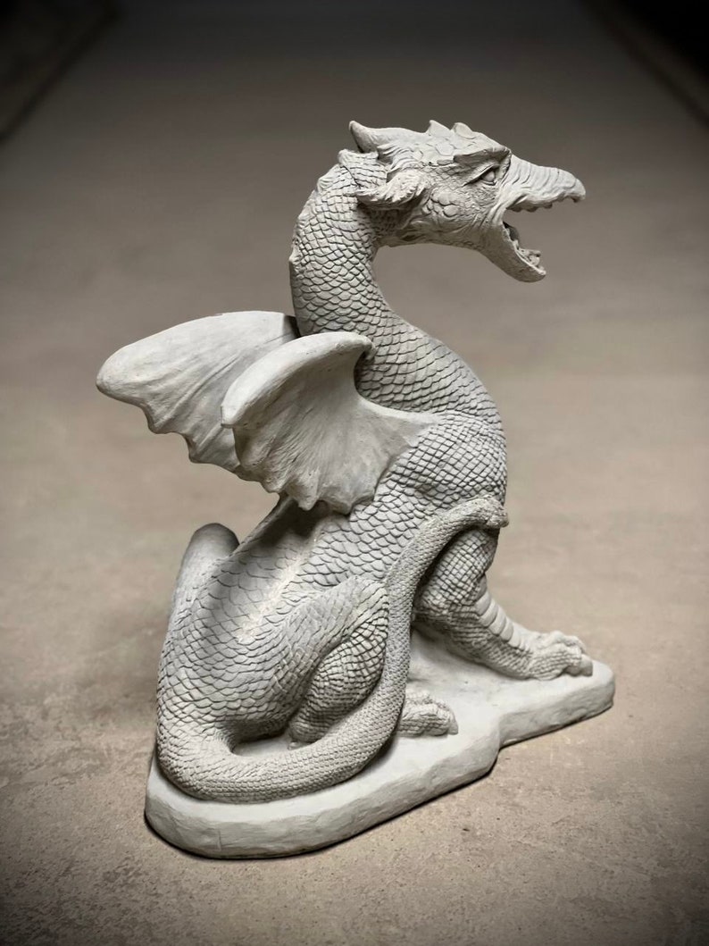Concrete Massive Dragon Statue Standing Dragon Figurine Outdoor or ...