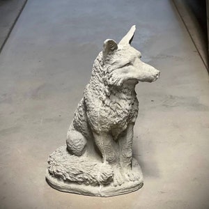 Large Sitting Fox Statue Realistic Wild Fox Sculpture Concrete Stone ...