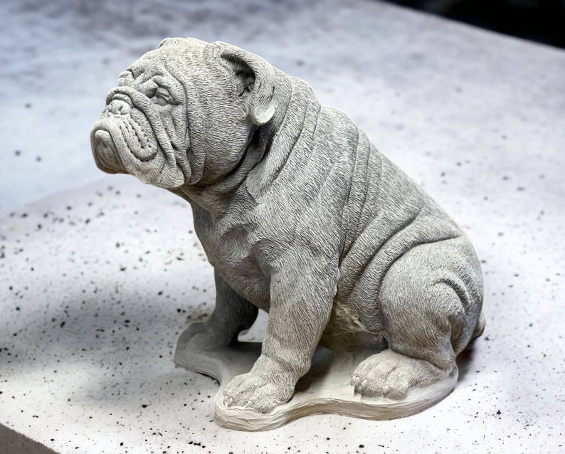 Massive Bulldog Statue Concrete Bulldog Memorial Sculpture Detailed Pet ...