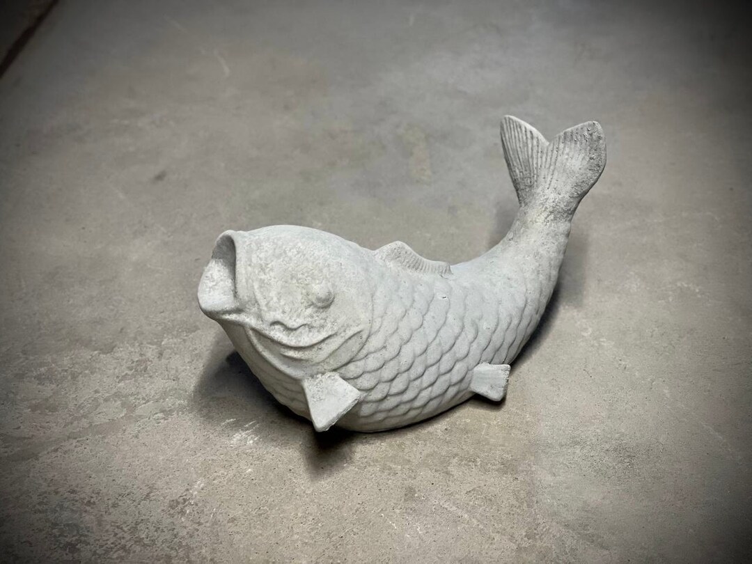 Concrete Fish Koi Statue Detailed Fish Figure Outdoor or Indoor ...