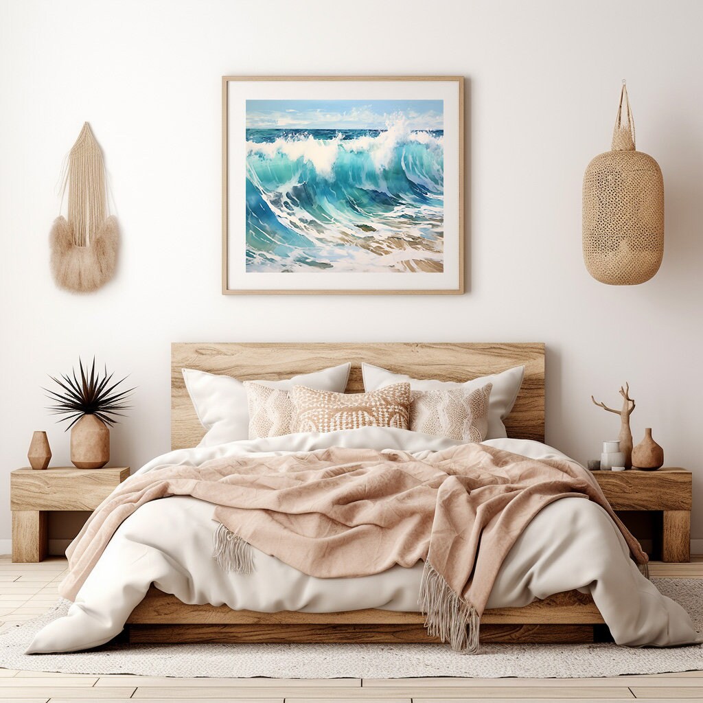 Stormy Seascape Aqua & Blue Poster | Museum Quality Acrylic Art Print ...